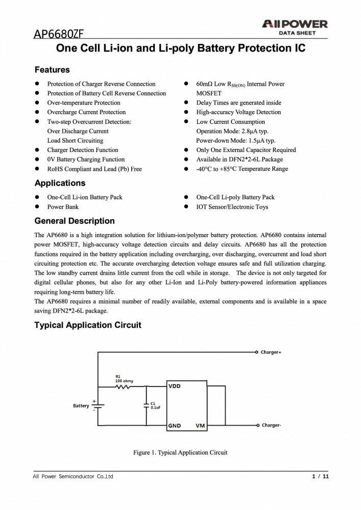 AP6680ZF datasheet page 1