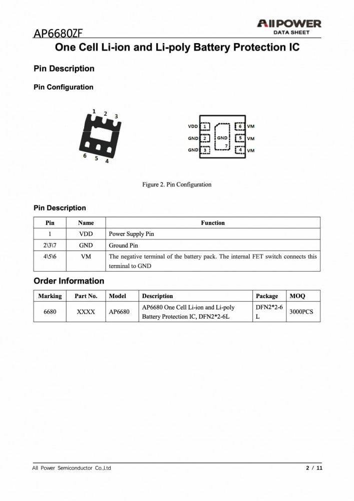 AP6680ZF datasheet page 2