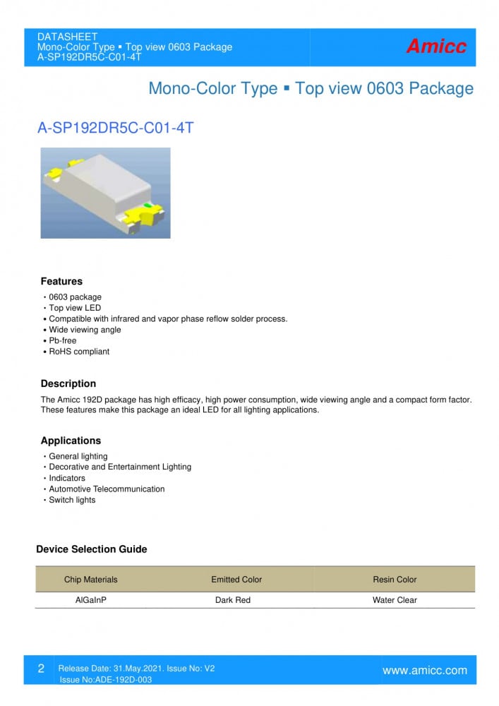 A-SP192DR5C-C01-4T datasheet page 2