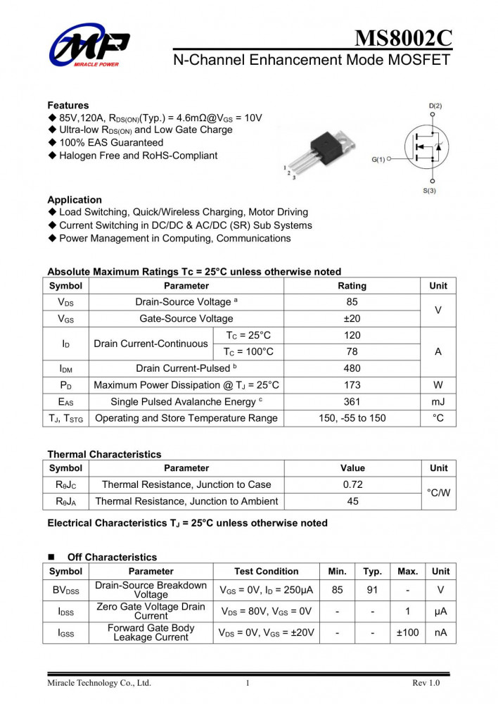 MS8002C datasheet page 1
