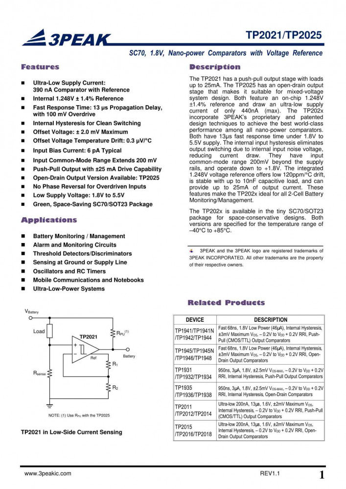 TP2021-TR datasheet page 1