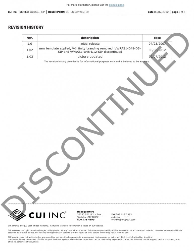 CUI VWRAS1-SIP datasheet page 5
