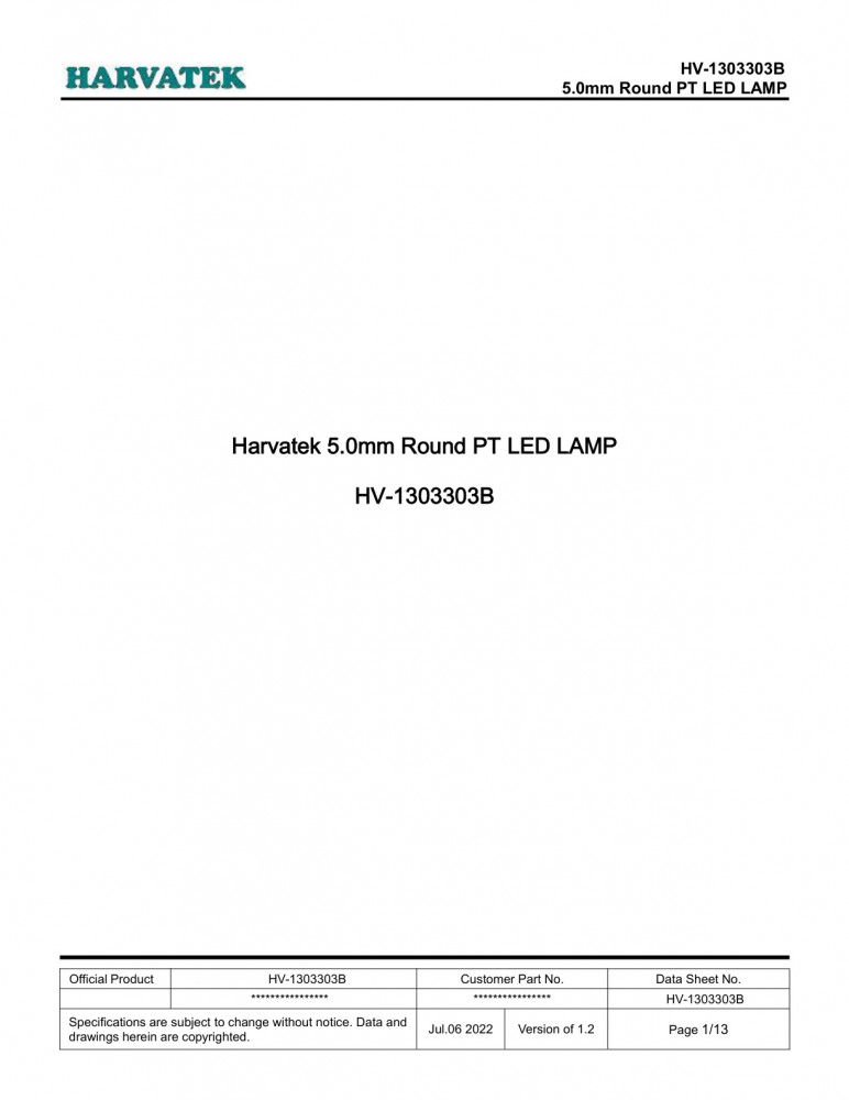 HV-1303303B datasheet page 1