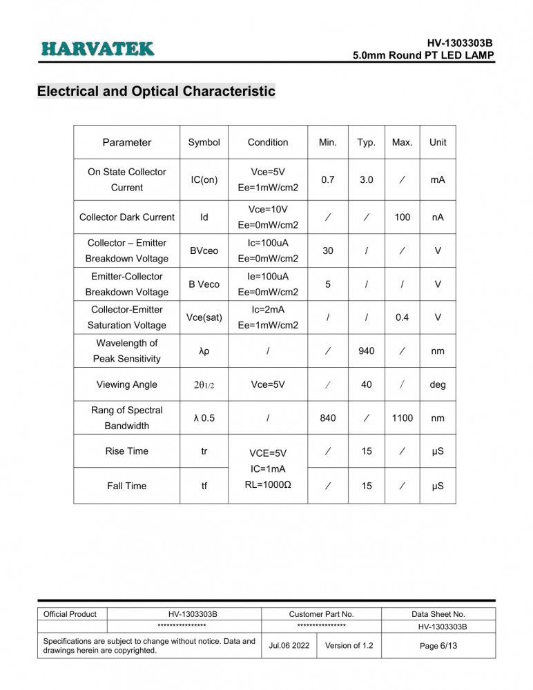 HV-1303303B datasheet page 6