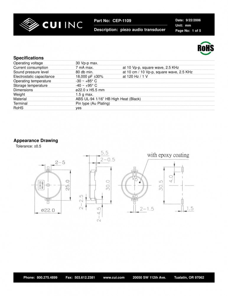 CEP-1109 datasheet page 1