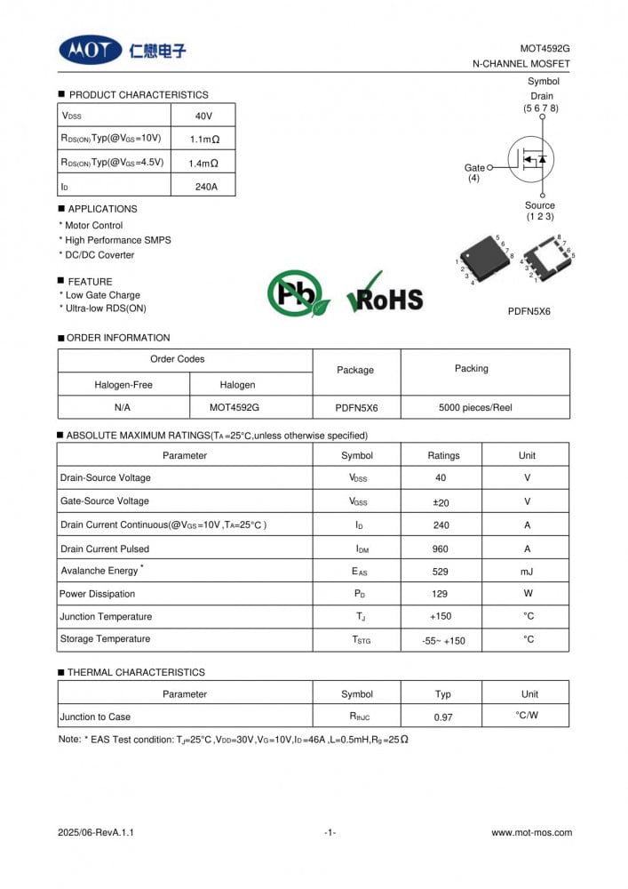 MOT4592G datasheet page 1