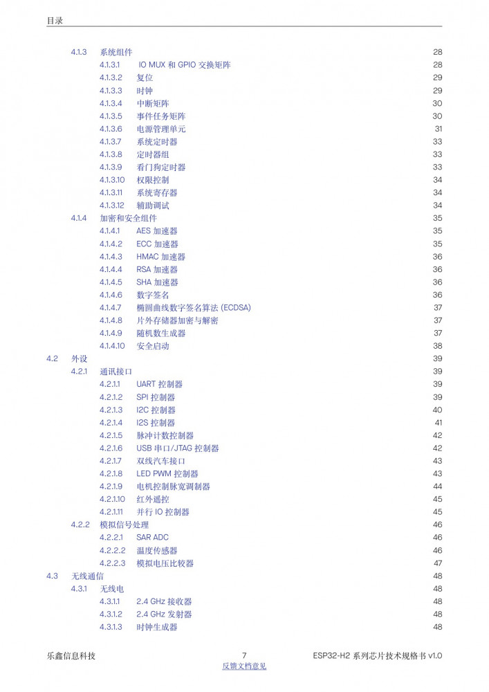 ESP32-H2 technical document page 7