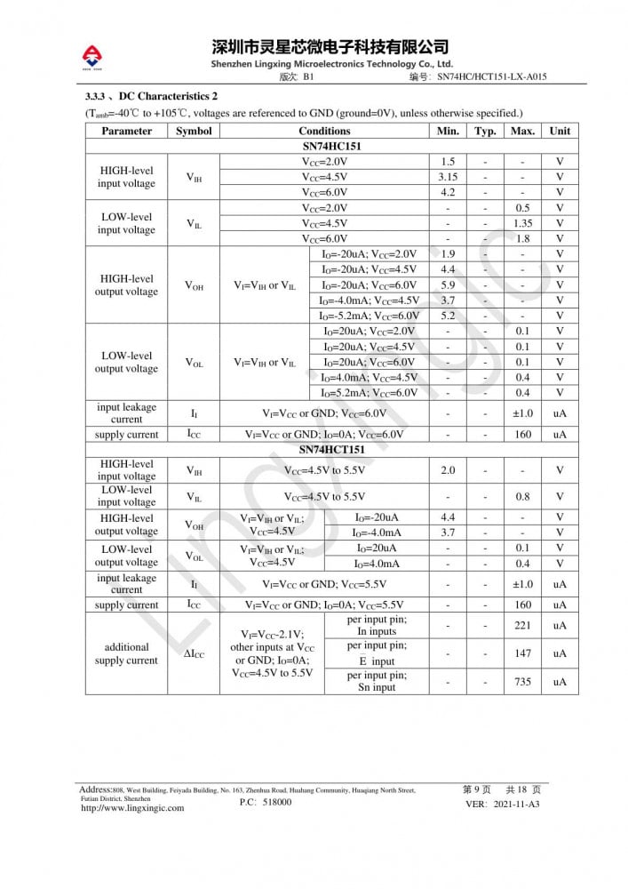 SN74HC151DR(LX) datasheet page 9