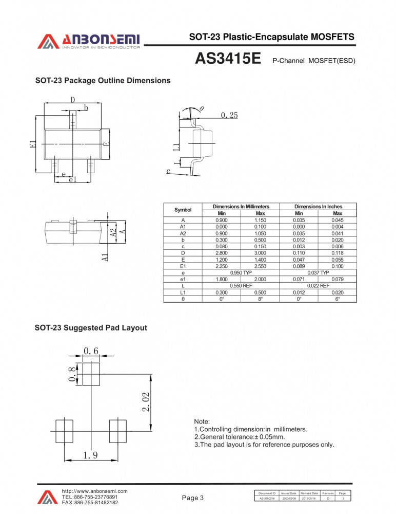 AS3415E technical document page 3