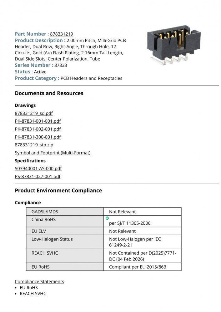 Molex 878331219 technical document image 1