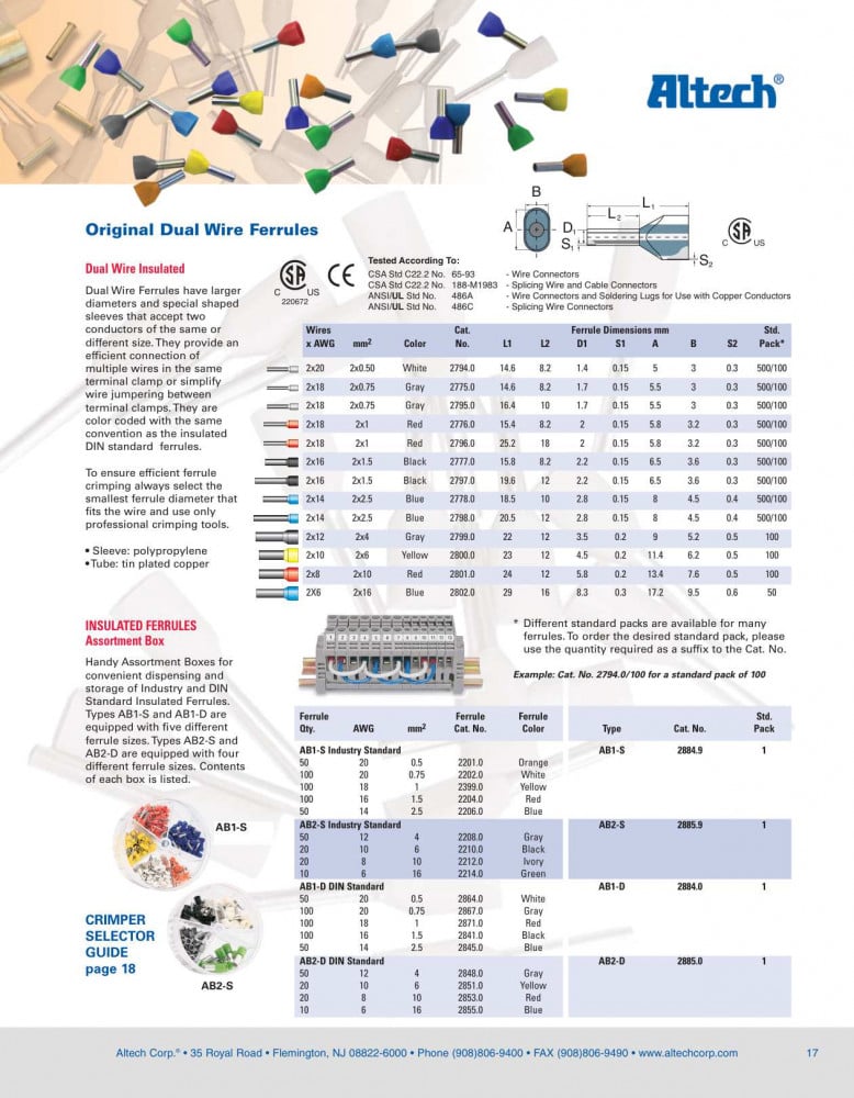 Altech ferrule assortment technical document
