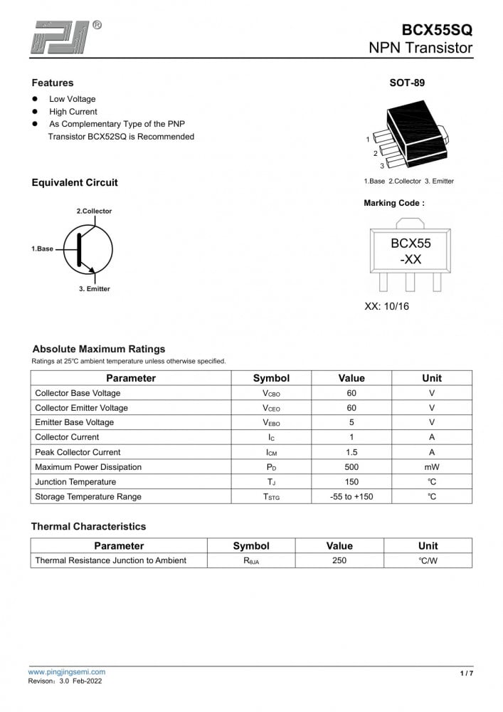 BCX55SQ-16 datasheet page 1