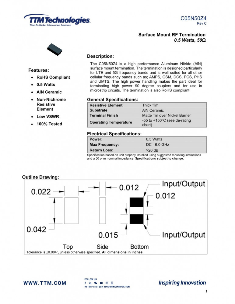 C05N50Z4 datasheet page 1