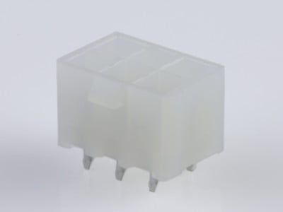 Mini-Fit Plus Header, Dual Row, Vertical, 6 Circuits, with Snap-in Plastic Peg PCB Lock, Nylon 6/6, UL 94V-2, Tin (Sn) Plating