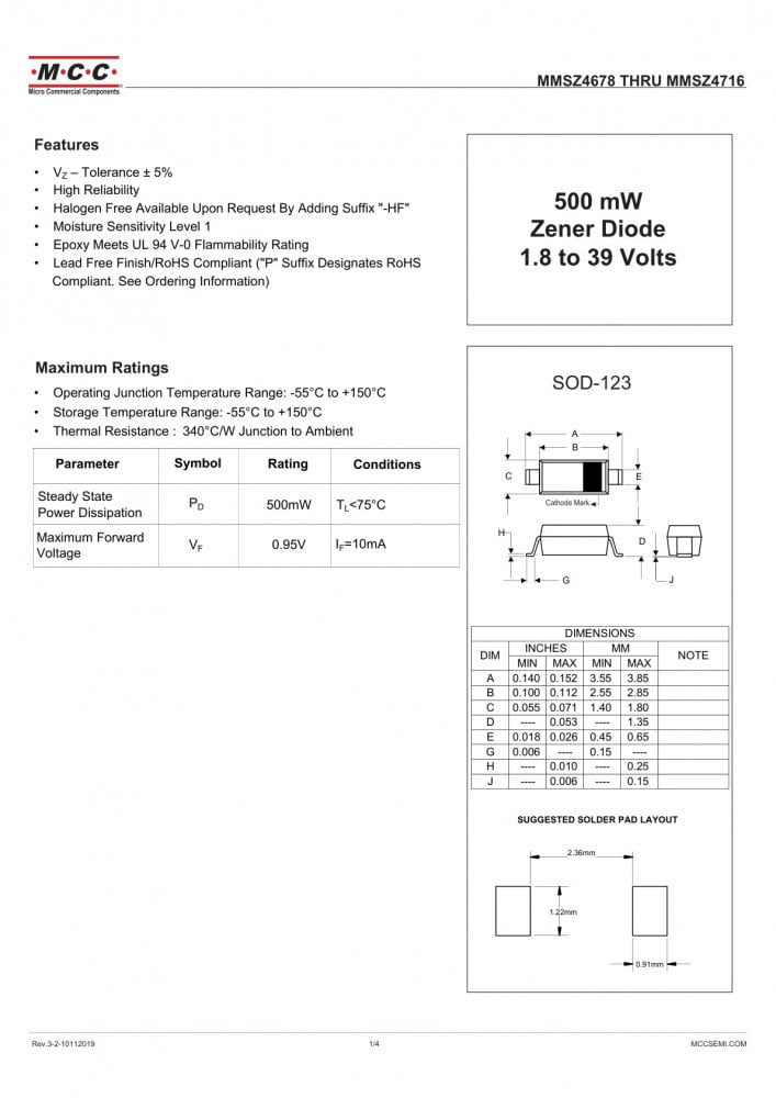 MCC MMSZ4714-TP datasheet page 1
