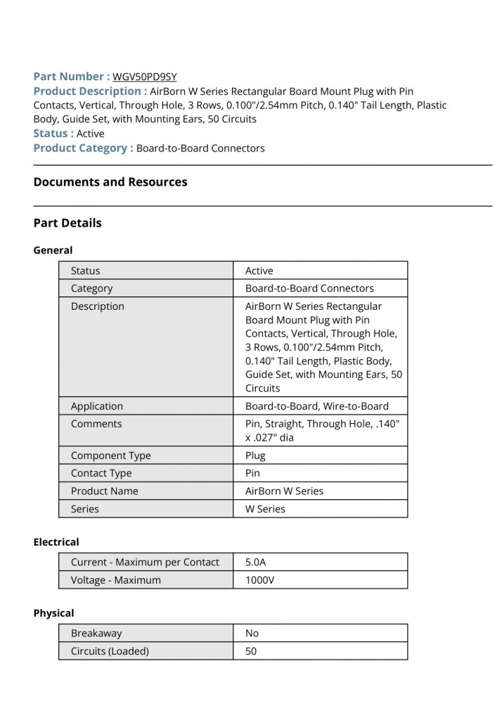 WGV50PD9SY product document image, page 1