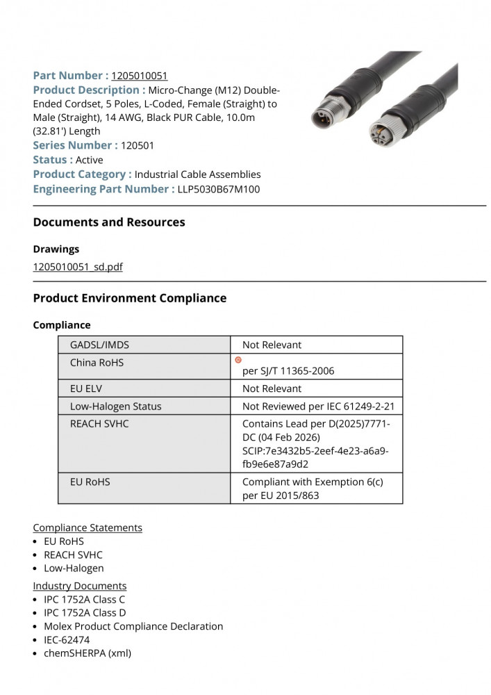 Molex product drawing page 1