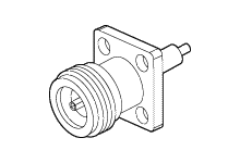 N Jack, Straight, 4-Hole Flange Mount, with O-Ring, Brass Body, Nickel (Ni) Plated, Candlestick Contact, 11.00mm Length, Tray, 50 Ohms