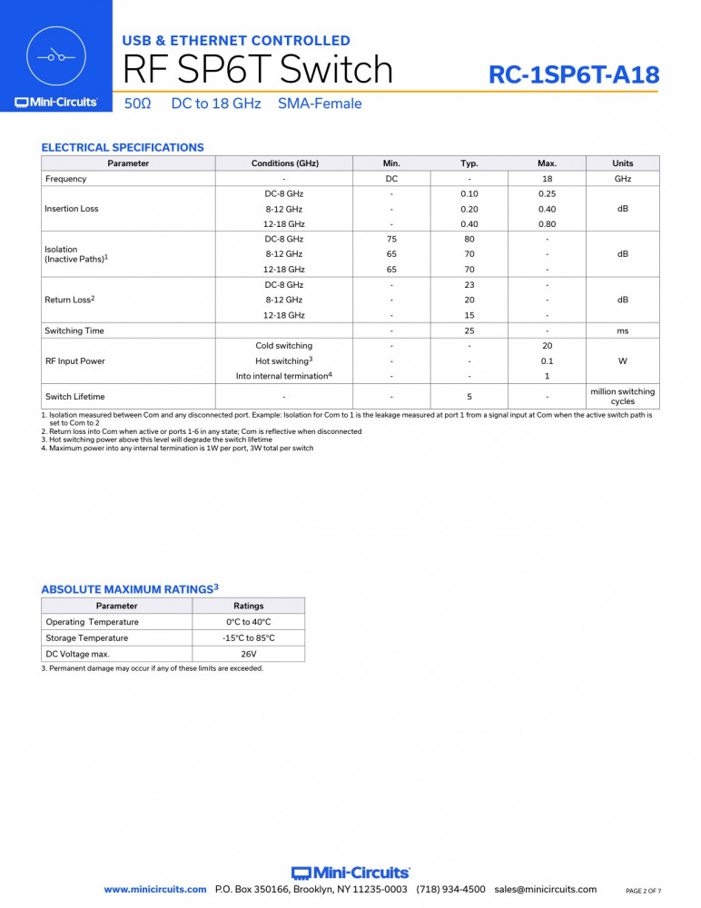 RC-1SP6T-A18 datasheet page 2