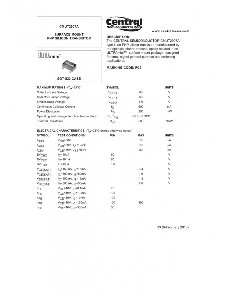 CMUT2907A datasheet page 1