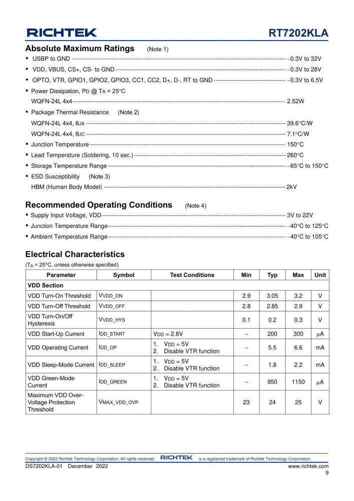 RT7202KLA datasheet page 9