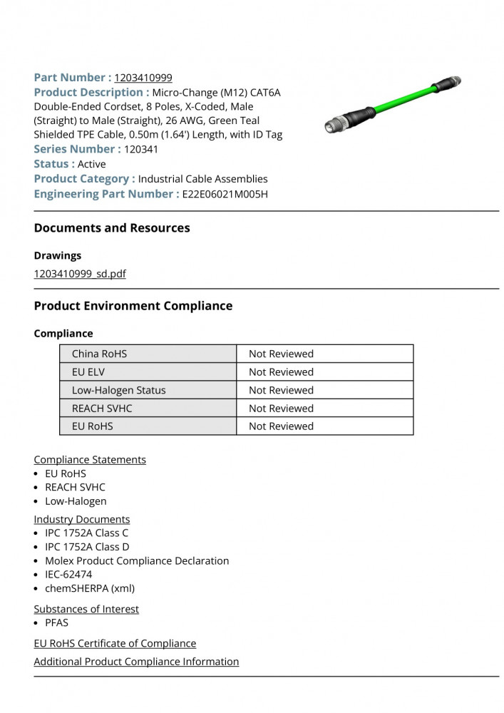 MOLEX technical document, page 1