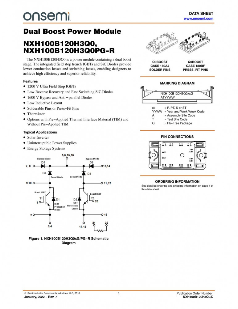 NXH100B120H3Q0STG datasheet page 1