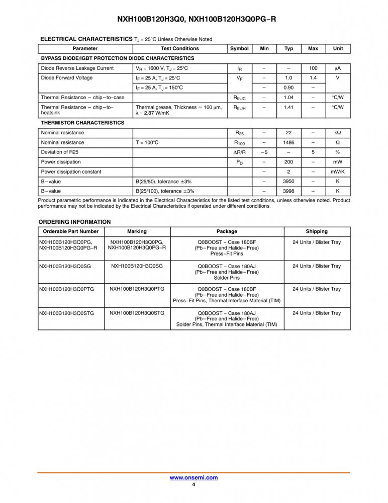 NXH100B120H3Q0STG datasheet page 4