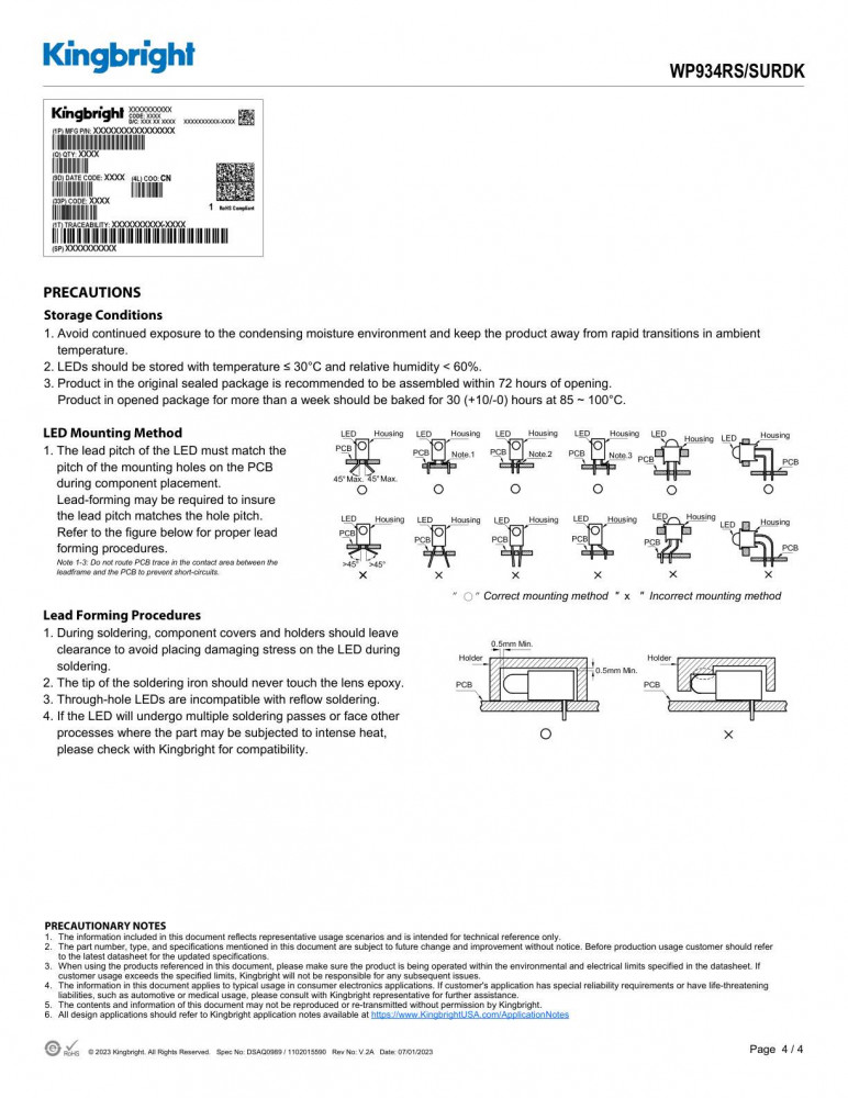 WP934RS/SURDK datasheet page 4
