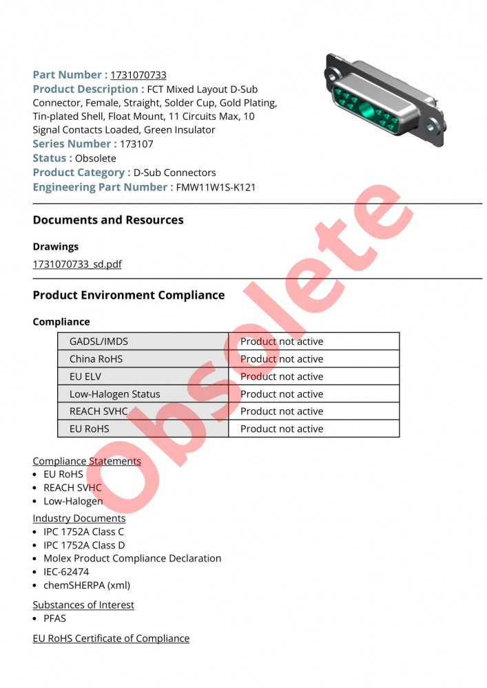 MOLEX 1731070733 product drawing preview, page 1