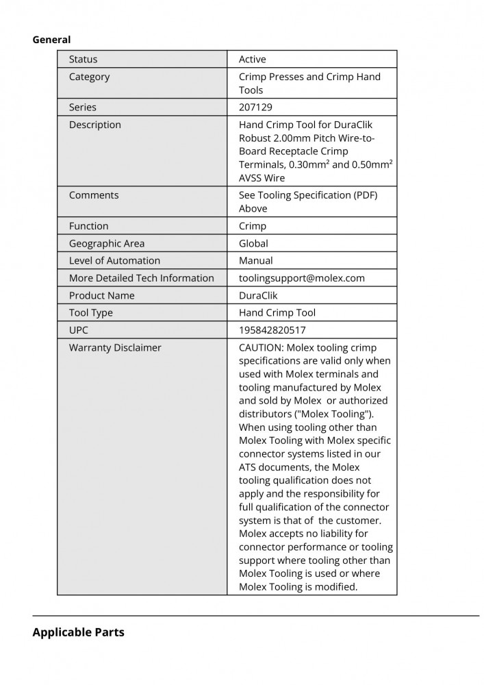 Molex 2133096800 tooling document, page 2
