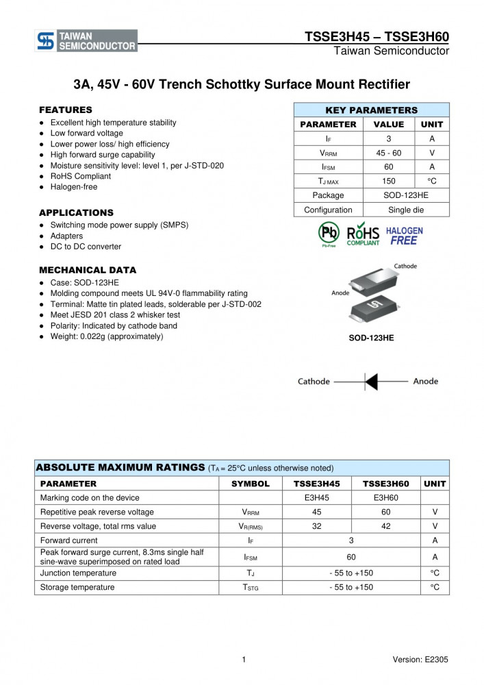TSSE3H45 datasheet page 1