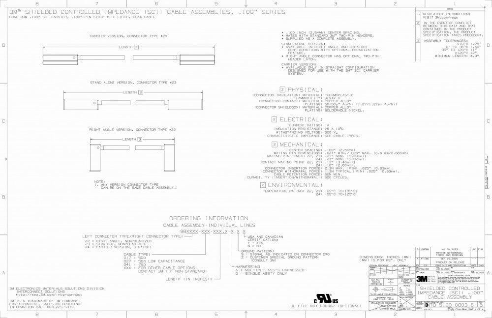 3M SCI cable assembly documentation page 1