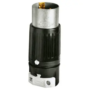 Locking Devices, Locking Devices, Industrial, Male Plug, 50A 250V DC/600V AC, 3-Pole 4-Wire Grounding, Non-NEMA, Screw Terminal, Black and White for sale