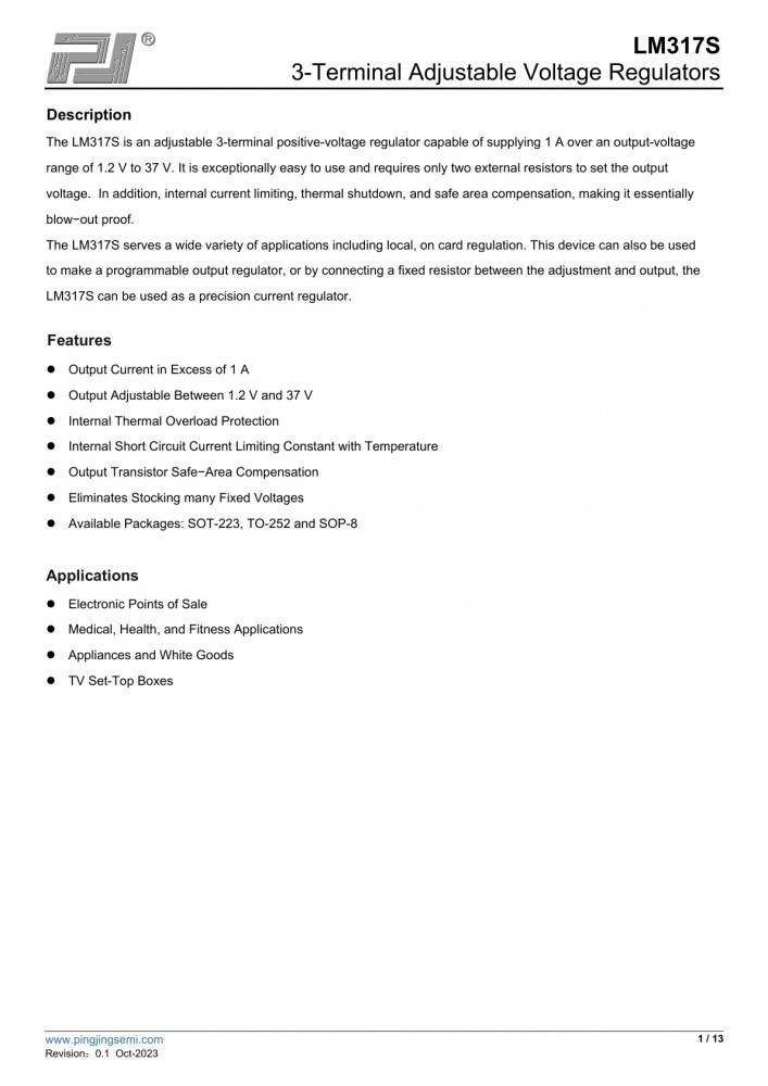 LM317SST datasheet page 1