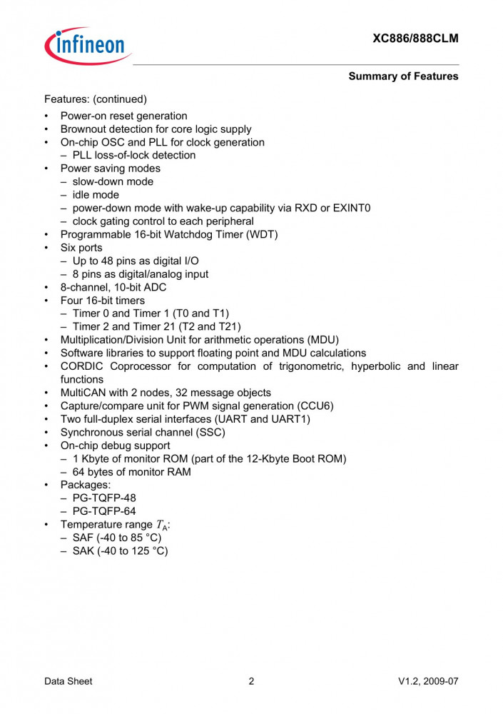 XC886LM datasheet page 9