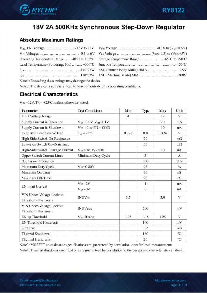 RY8122 datasheet page 3