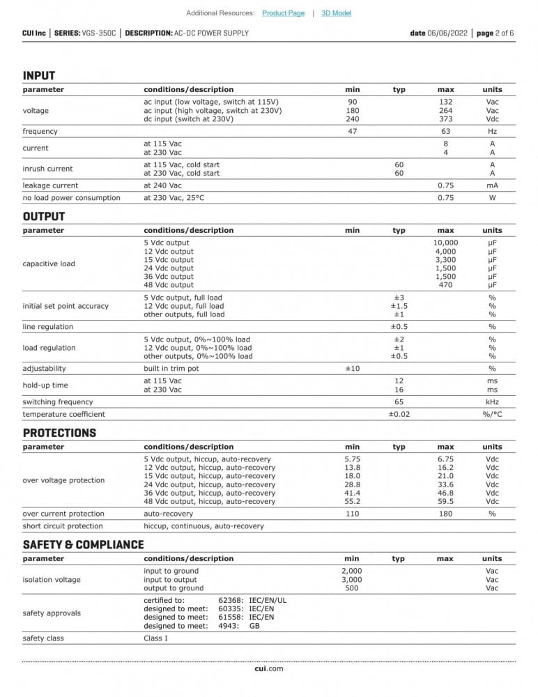 CUI VGS-350C datasheet page 2