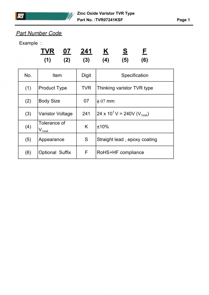 TVR07241KSF datasheet page 4