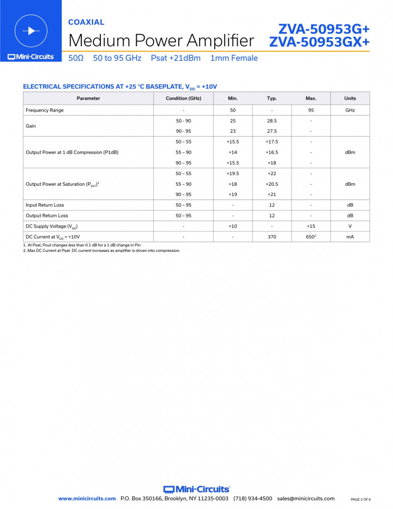 ZVA-50953G+ datasheet page 2