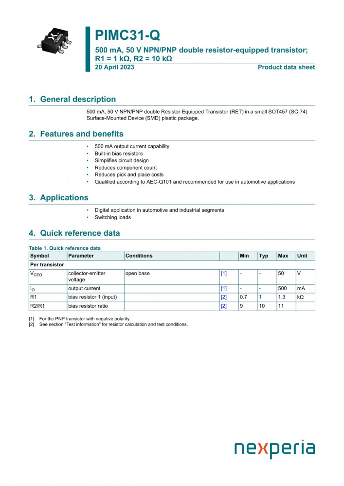 PIMC31-QF datasheet page 1