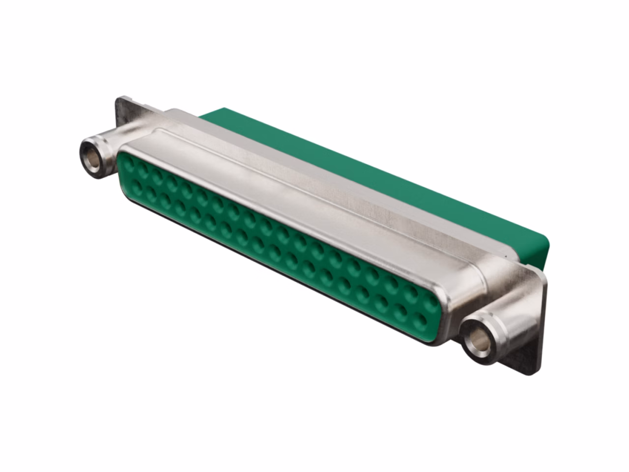FCT Standard-Density D-Sub Crimp Housing, Female, Tin Plated Shell without Dimples, 6.50mm M3 Threaded Front Spacer, 37 Circuits, Green Front and Rear Insulator, Crimp Contacts Included for sale
