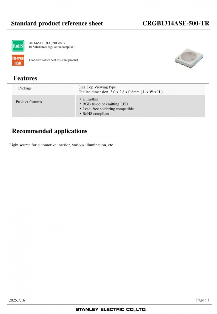 CRGB1314ASE-500 datasheet page 1