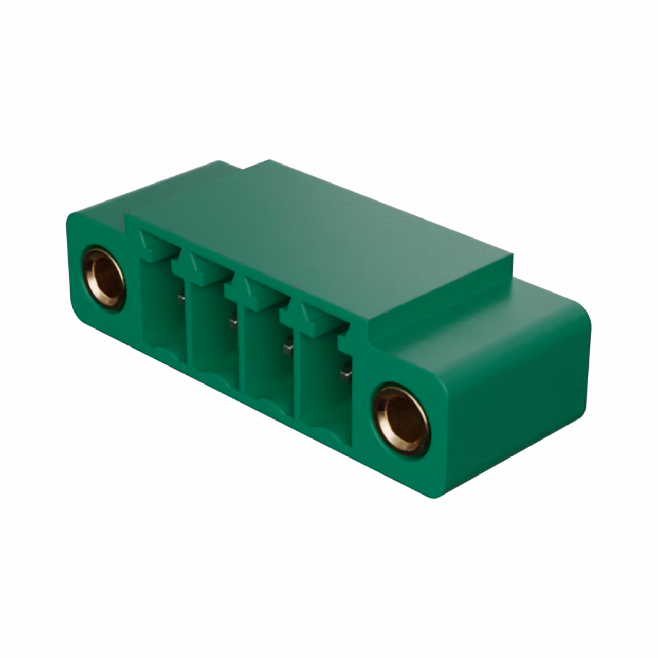 3.50mm Pitch Eurostyle Right-Angle PCB Header, with Threaded Retention Inserts, Green Housing, 4 Circuits for sale