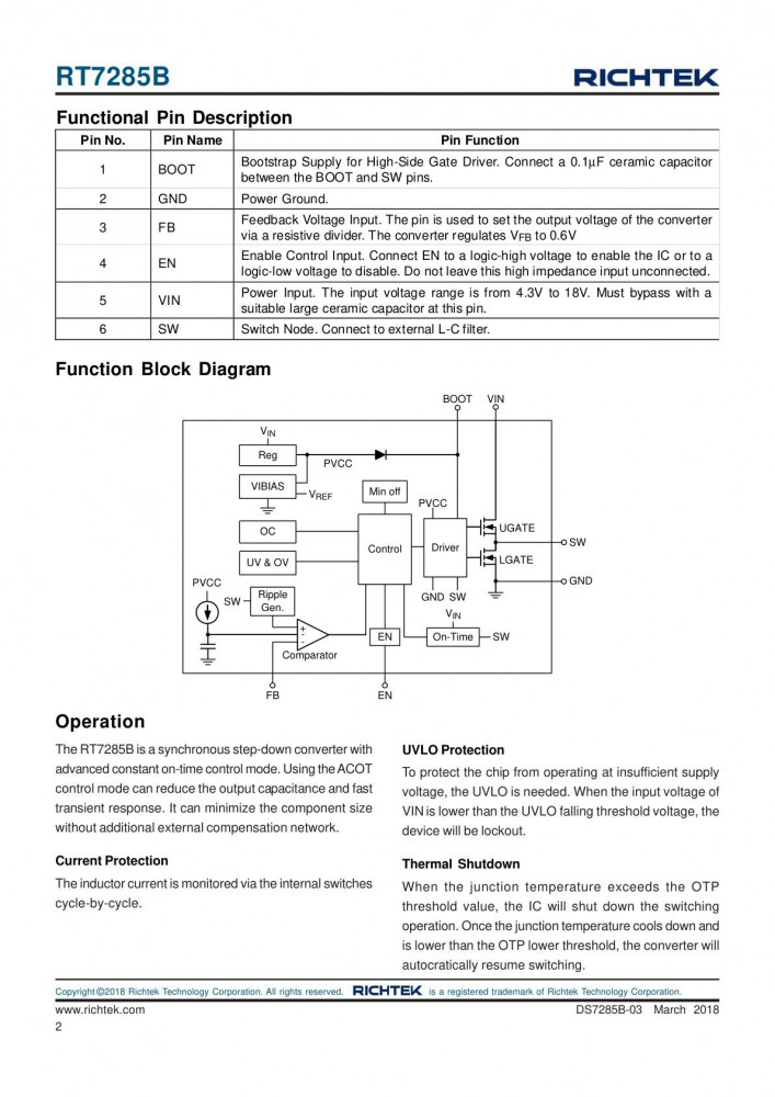 RT7285B datasheet page 2