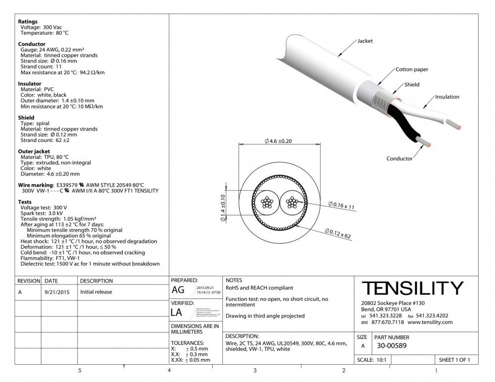 30-00589 wire drawing and product specification