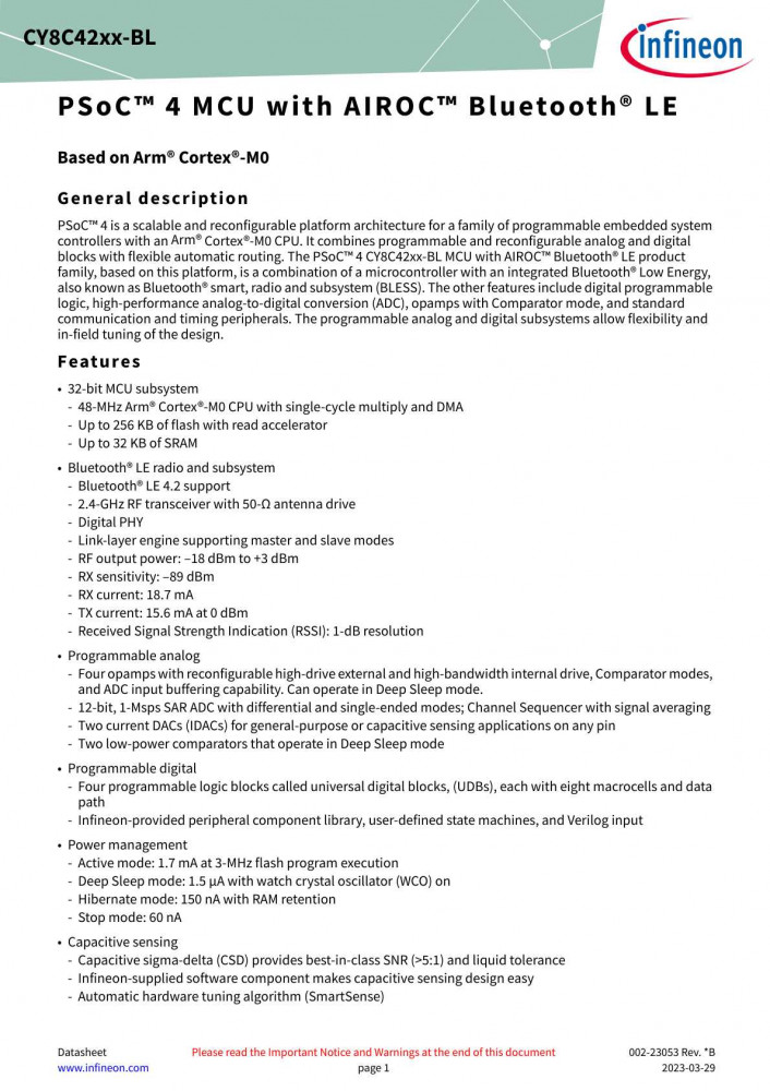 CY8CKIT-142 technical document page 1