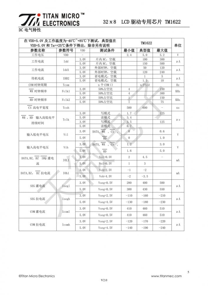 TM1622 datasheet page 5
