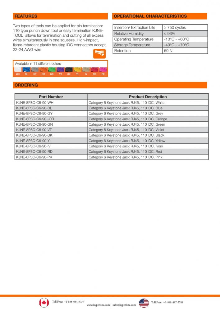 Hyperline KJNE-8P8C-C6-90-RD technical document page 2