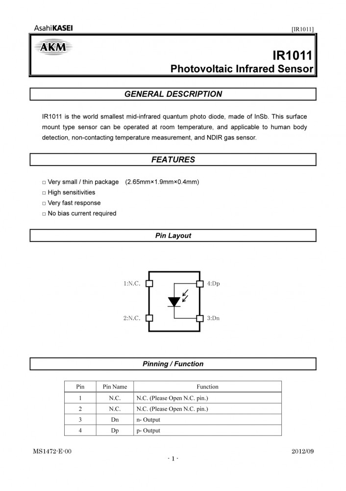 AKM IR1011 datasheet page 1